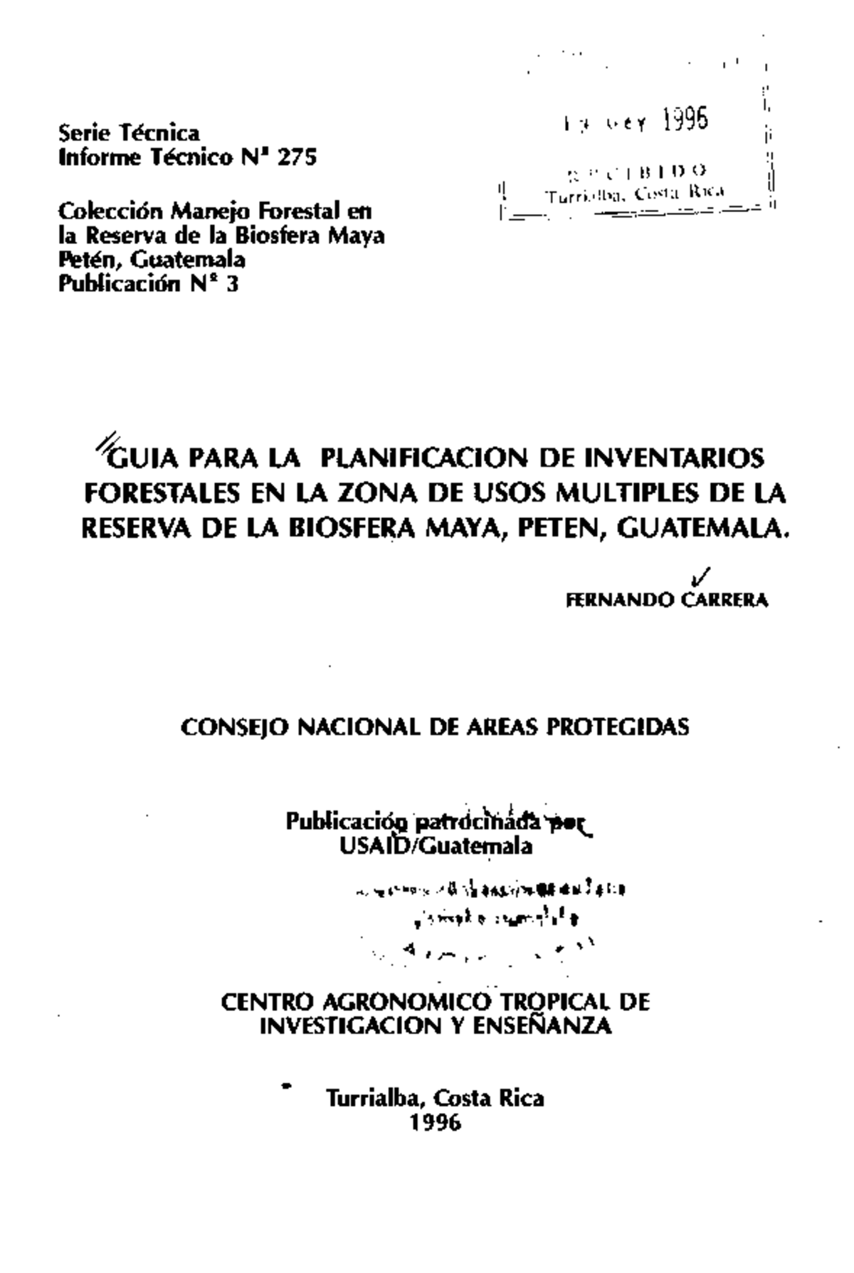 Guia para la planificacion - Serie Técnica 1: 1996 Informe Técnico 275 ...