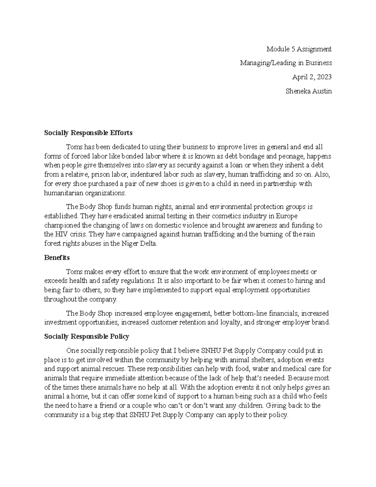 Sheneka austin assignment - ECO202 - SNHU - Studocu