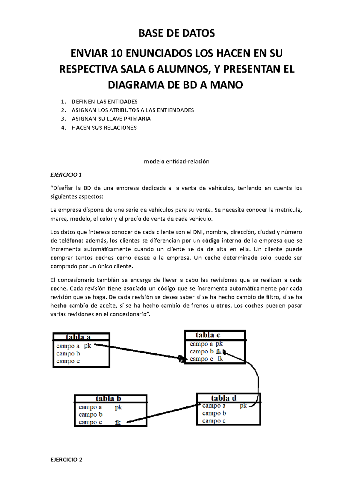 BASE DE Datos ejercicios - BASE DE DATOS ENVIAR 10 ENUNCIADOS LOS HACEN ...