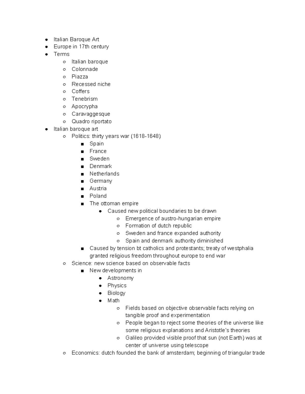 Lecture Notes 7 - Italian Baroque Art and 17th Century Europe - Italian ...