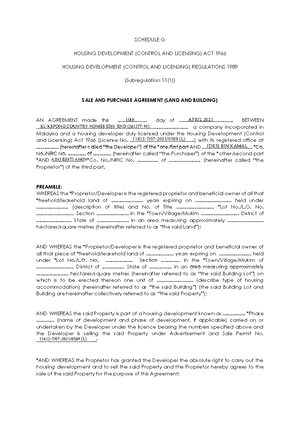 Contoh SPA-HDA (SCH G) PROP WITH Title - SCHEDULE G HOUSING DEVELOPMENT ...