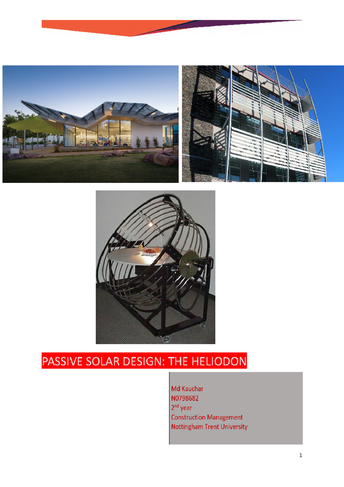 Sustainable final - PASSIVE SOLAR DESIGN: THE HELIODON - PASSIVE SOLAR ...