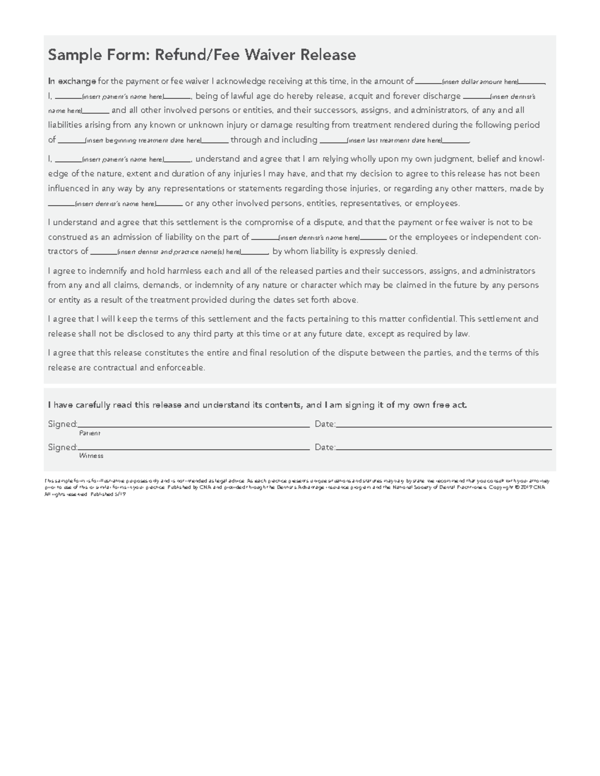 DRMP Forms 052019 DA Refund Fee Waiver Release DA CC-SEC - Sample Form ...