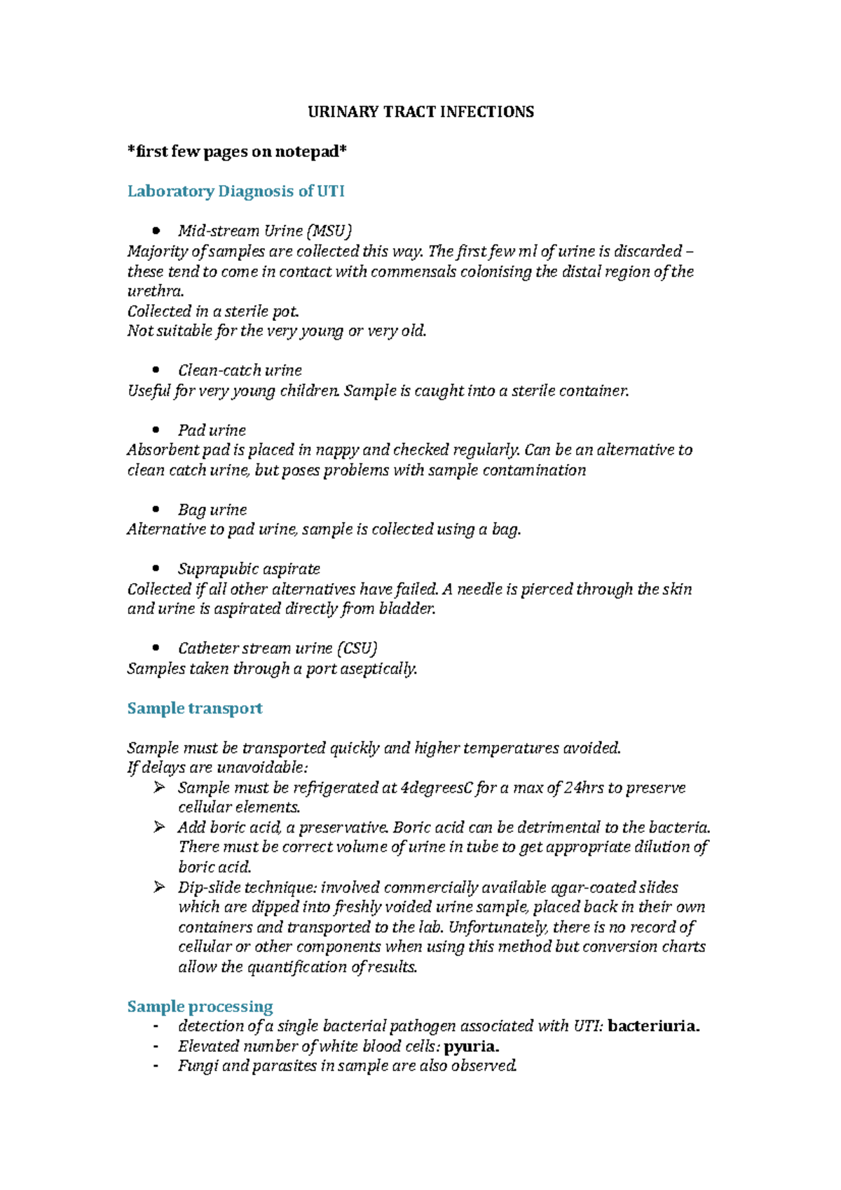 URINARY TRACT INFECTIONS.docx - URINARY TRACT INFECTIONS few pages on ...