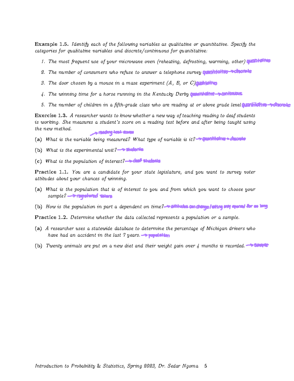 Lecture Note 1 - Statistical Description of Data - Example 1. Identify ...