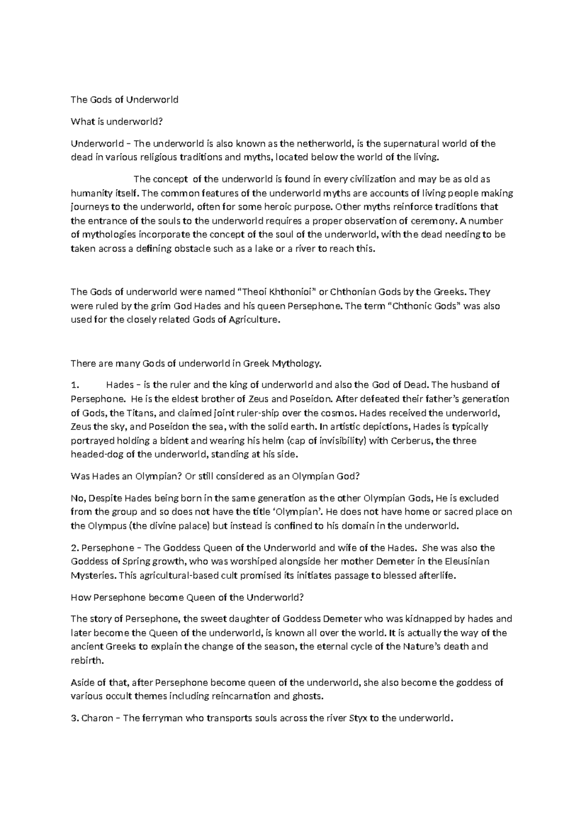 The Gods of the Underworld - The Gods of Underworld What is underworld ...