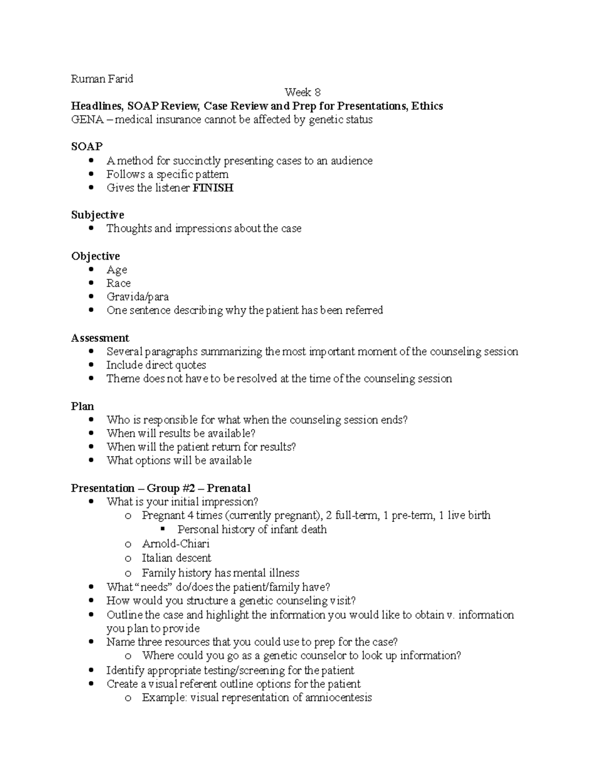 Week 8 Lecture Notes 8 Ruman Farid Week 8 Headlines Soap Review Case Review And Prep For
