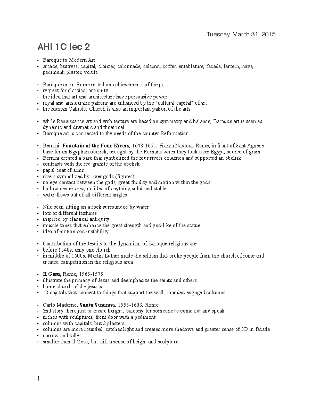 AHI 1C lec 2 - Lecture notes 2 - Tuesday, March 31, 2015 AHI 1C lec 2 ...