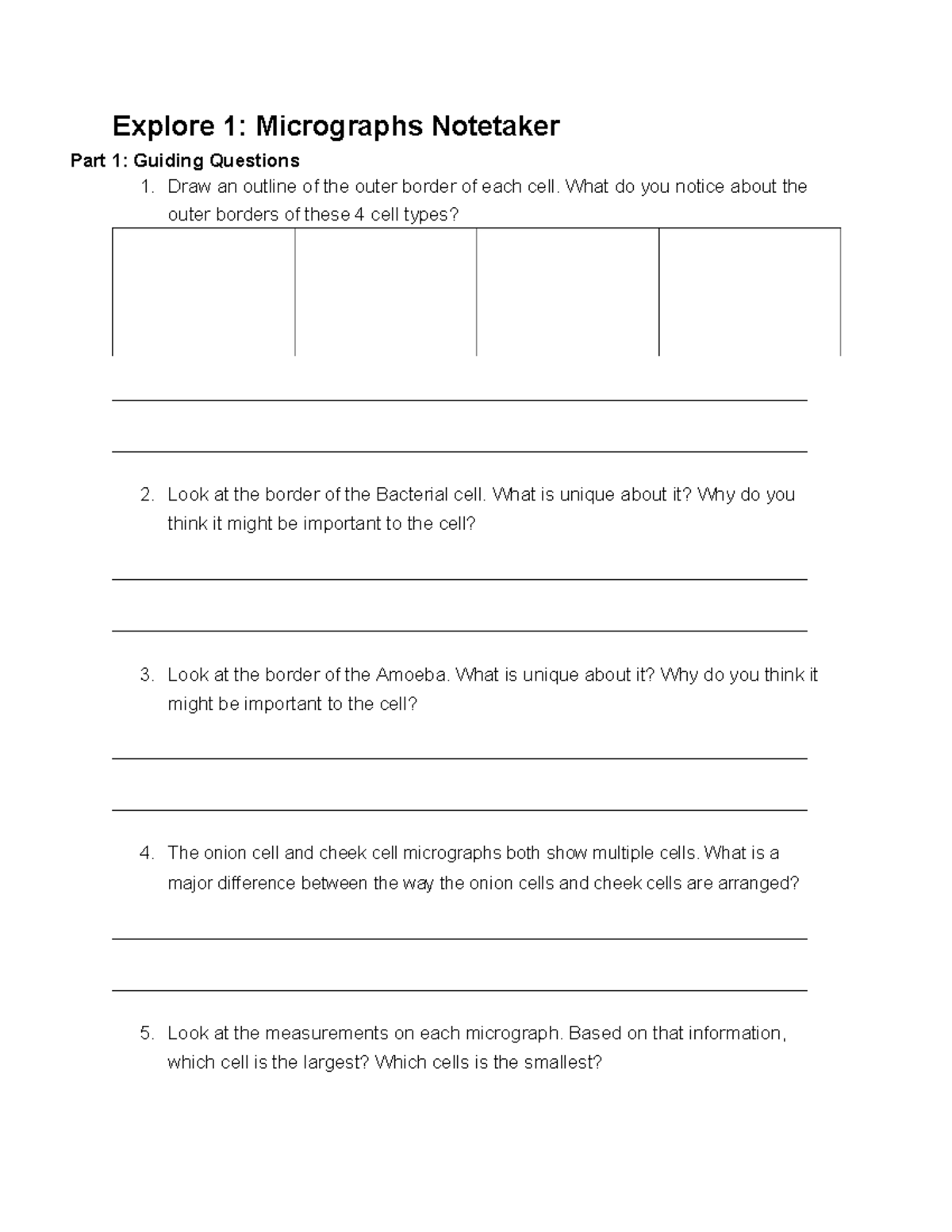 Explore 1 Micrographs Notetaker - Explore 1: Micrographs Notetaker Part ...