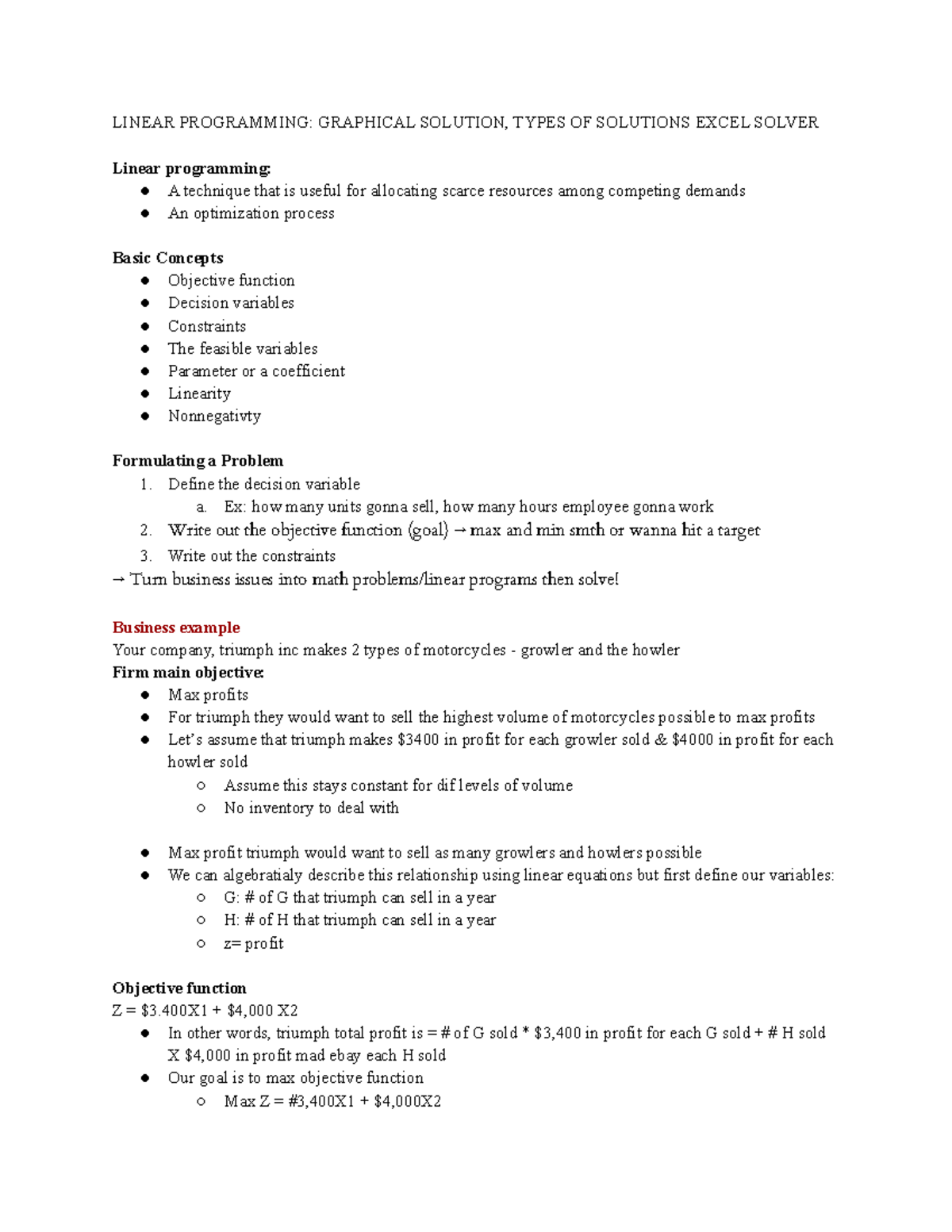 BU275 C2 - Professor: Adam Prokop - LINEAR PROGRAMMING: GRAPHICAL SOLUTION, TYPES OF SOLUTIONS ...