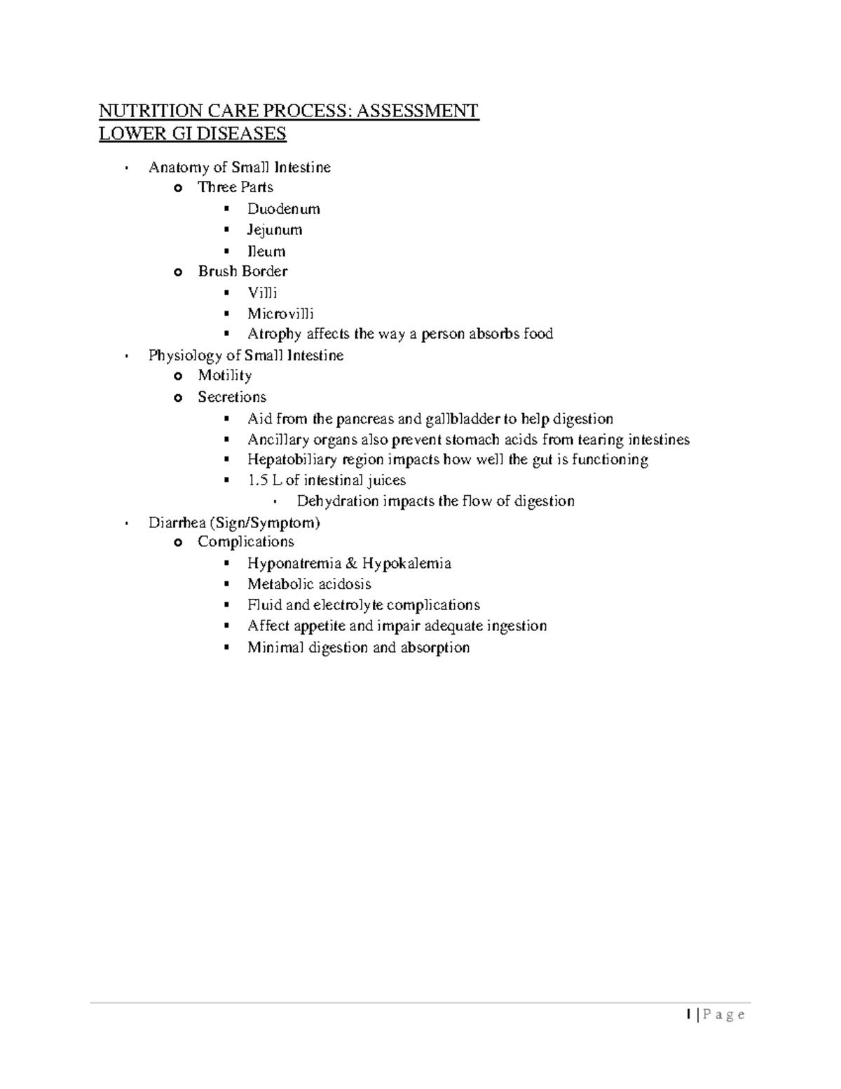 Medical Nutrition Therapy Upper Lower GI Study Guide - NUTRITION CARE ...