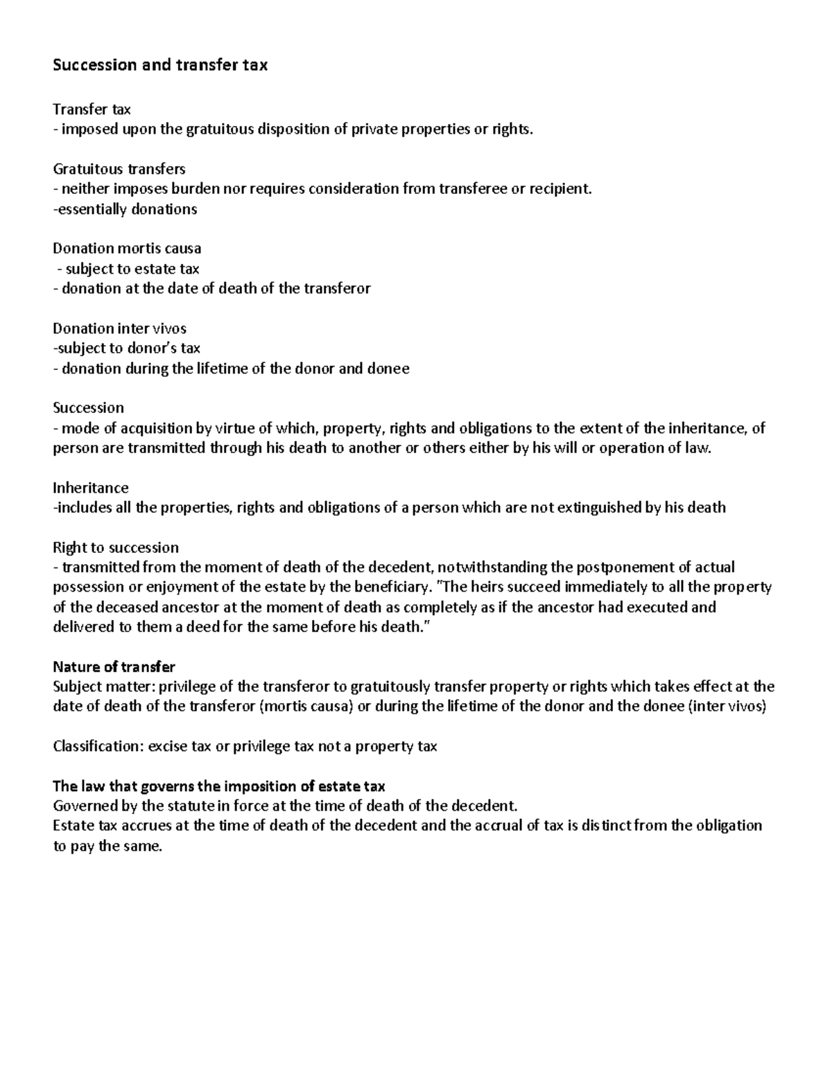 4. Succession and Transfer Taxes - Succession and transfer tax Transfer ...