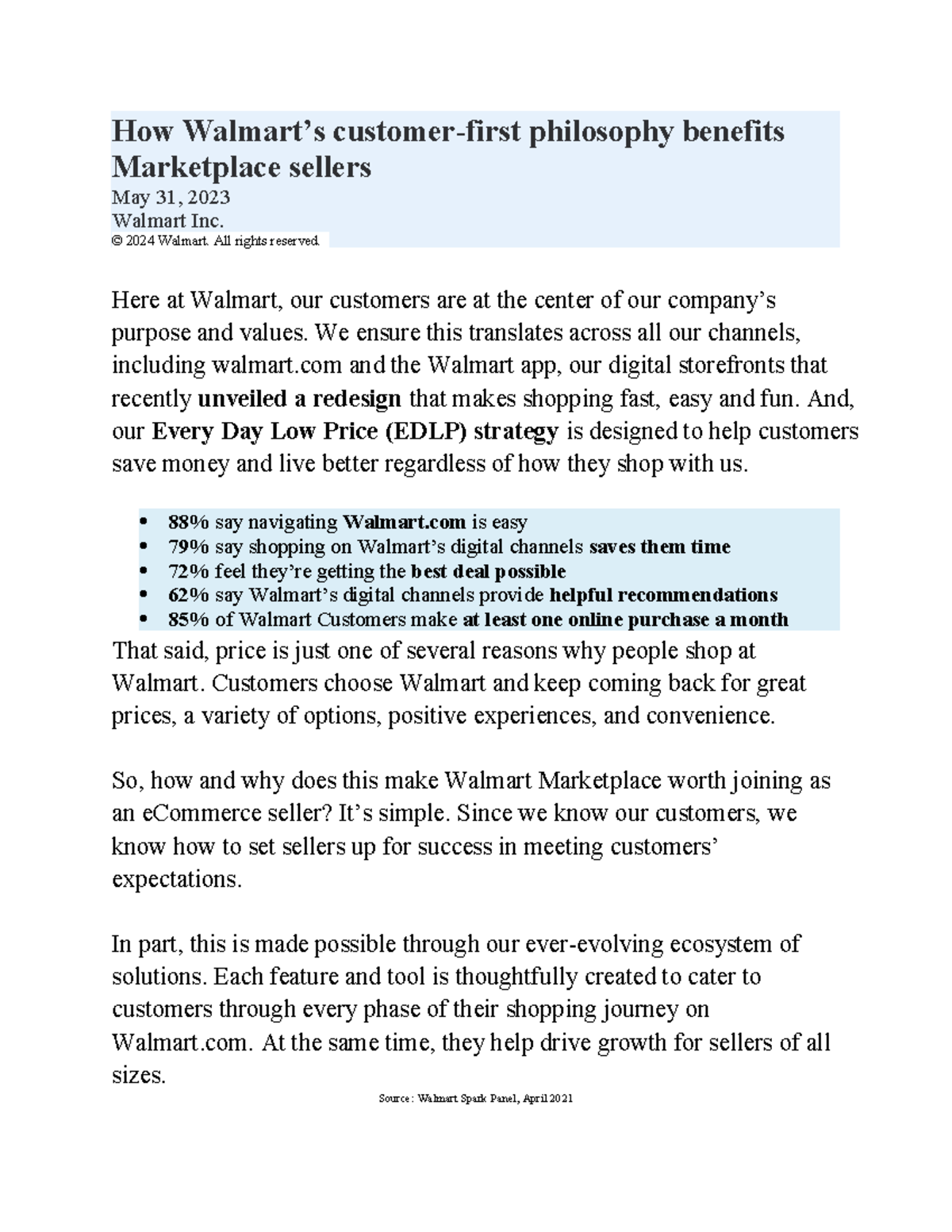Walmart Article - How Walmart’s customer-first philosophy benefits ...