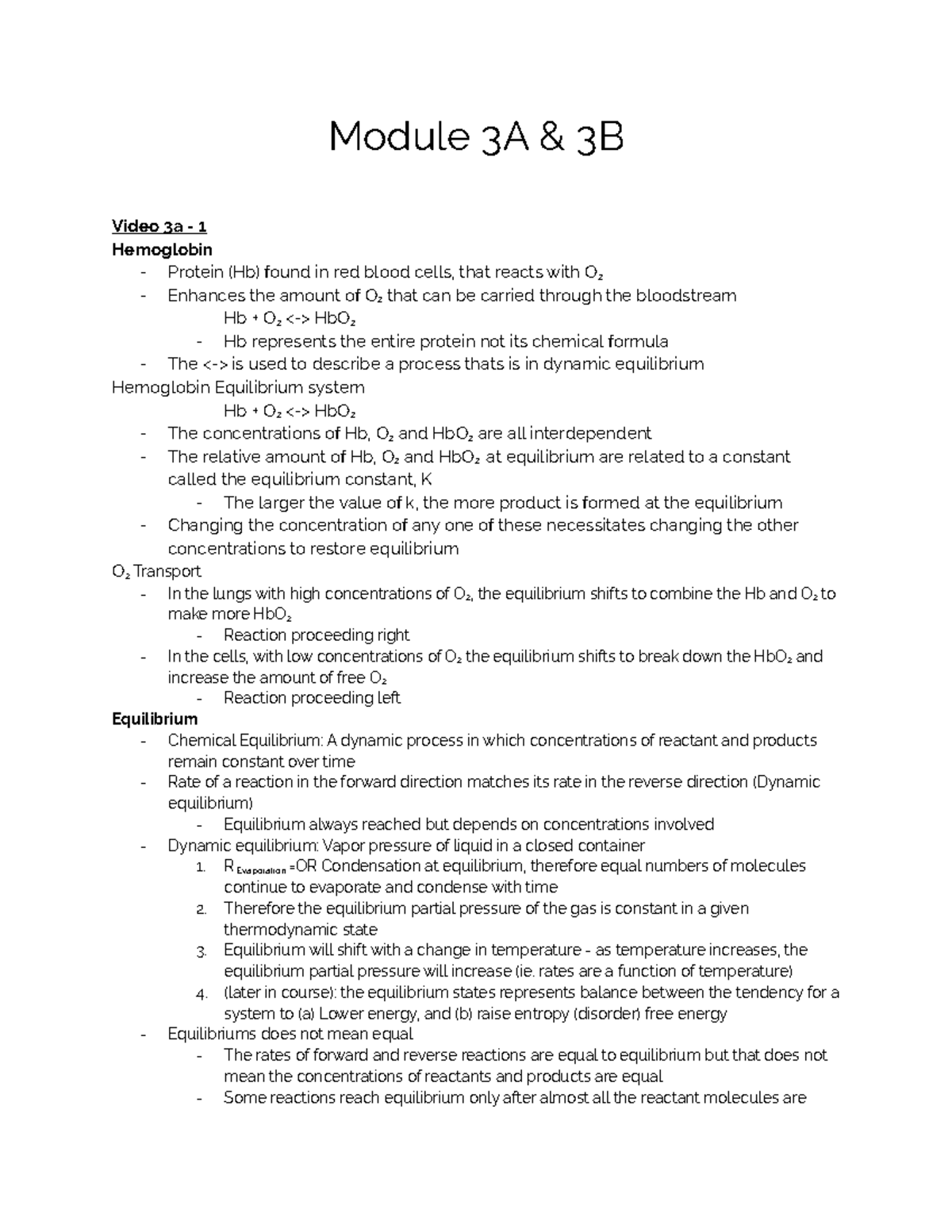 Chem 115: Module 3A and 3B - Module 3A & 3B Video 3a - 1 Hemoglobin ...