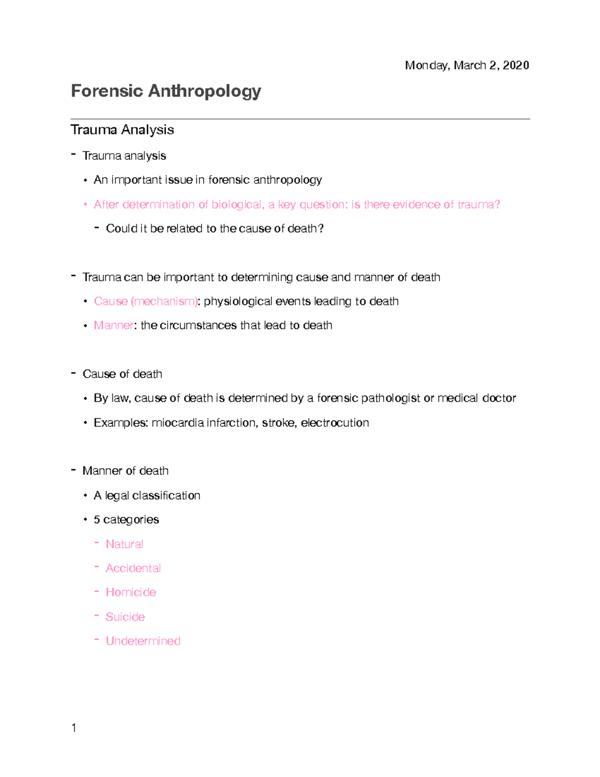 Trauma Analysis - Forensic Anthropology Tr a u m a A n a l y s i s ...