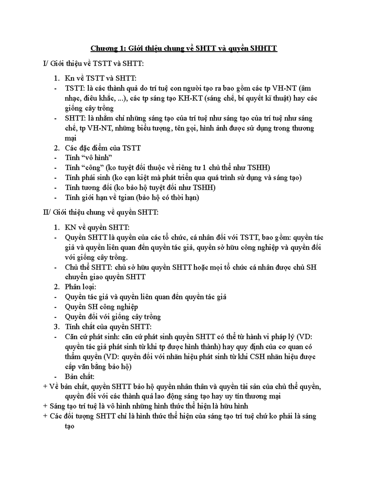 Vở ghi SHTT - Thầy Toàn - Chương 1: Giới thiệu chung về SHTT và quyền ...
