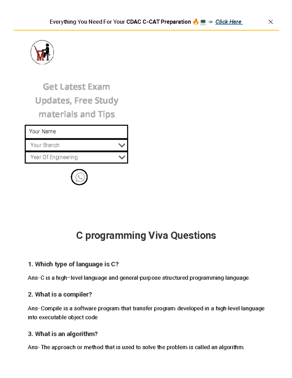 C Programming Viva Questions Last Moment Tuitions Get Latest Exam