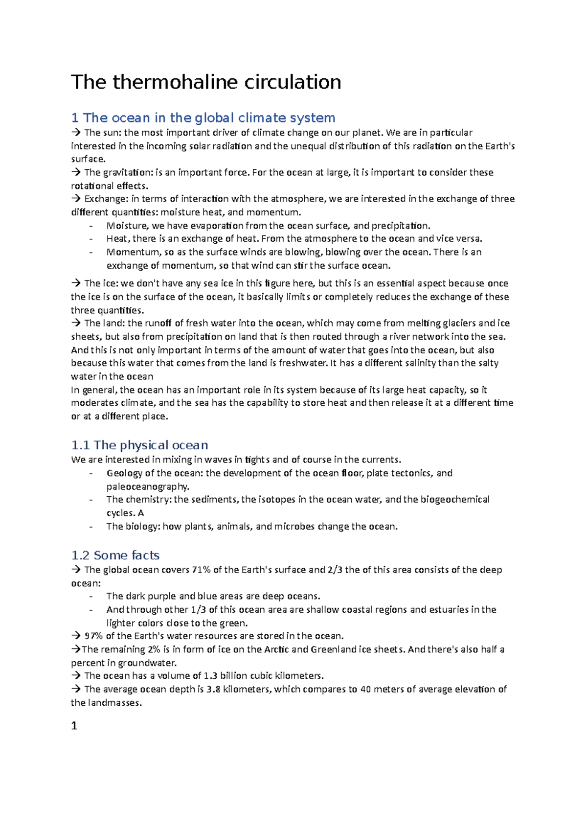 H2. The thermohaline circulation - The thermohaline circulation 1 The ...