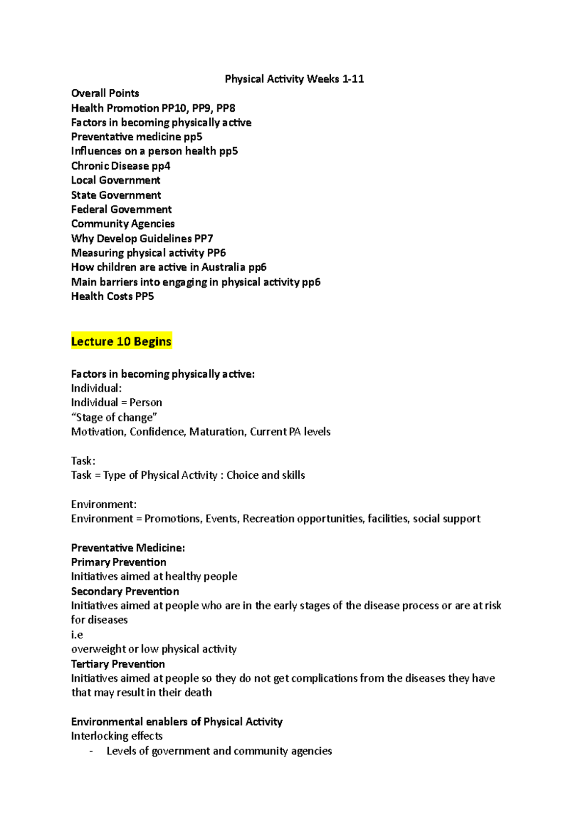 Physical Activity EXAM Practice docx copy - Physical Activity Weeks 1 ...