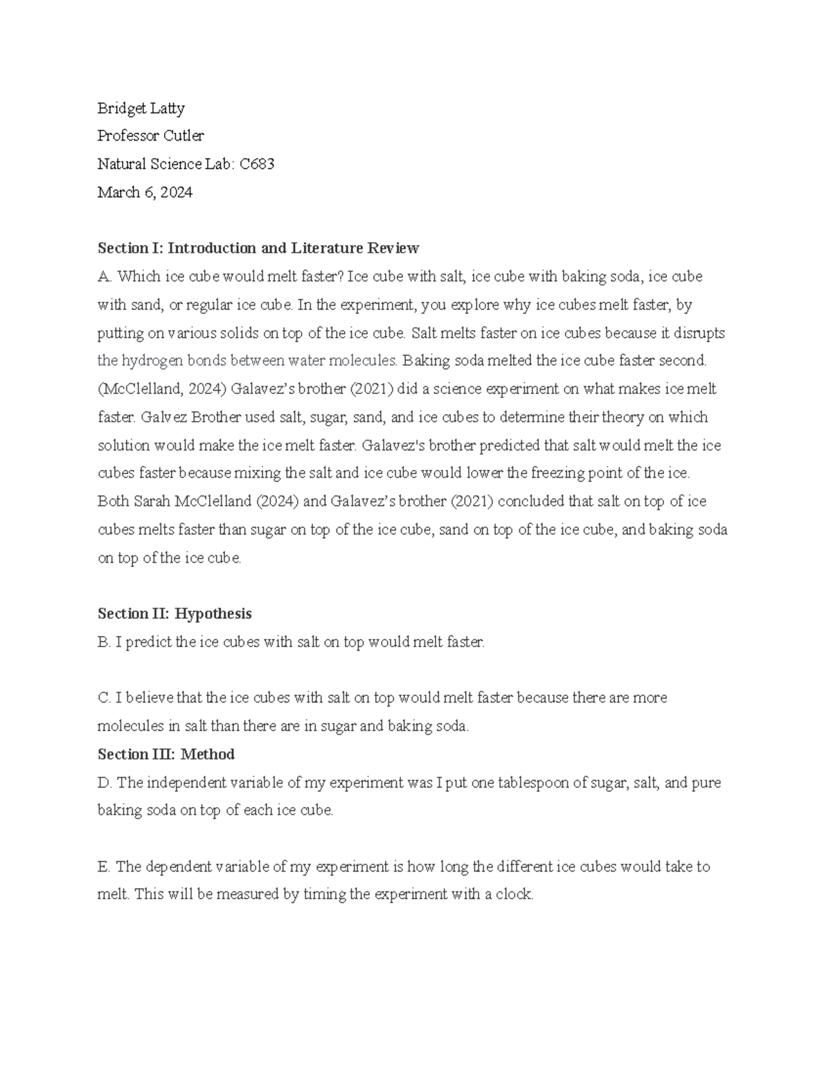 BRP1 Task 1 - Passed!! - Bridget Latty Professor Cutler Natural Science ...