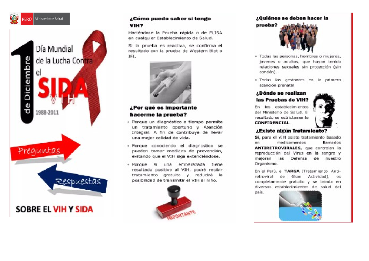 Triptico VIH - didactica del arte para educacion inicial III - Studocu