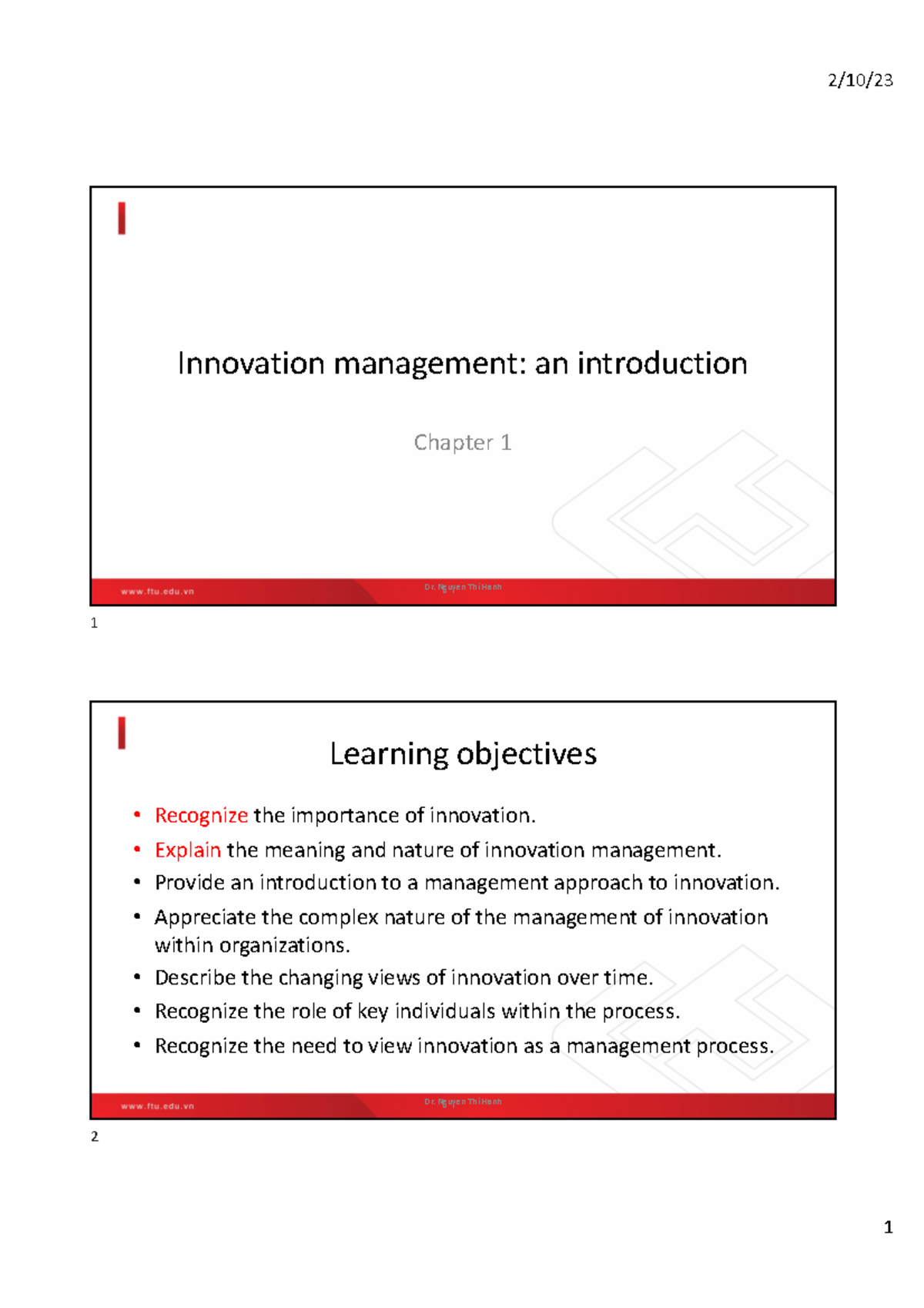 1. Innovation management - an introduction - Innovation management: an ...