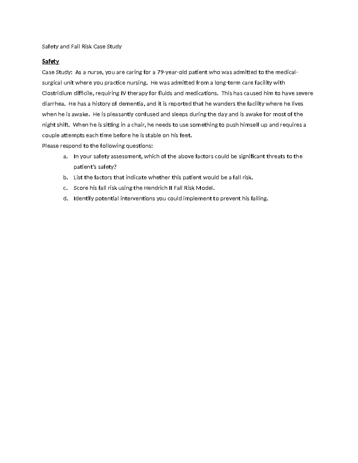 Safety and Fall Risk Case Study - Safety and Fall Risk Case Study ...