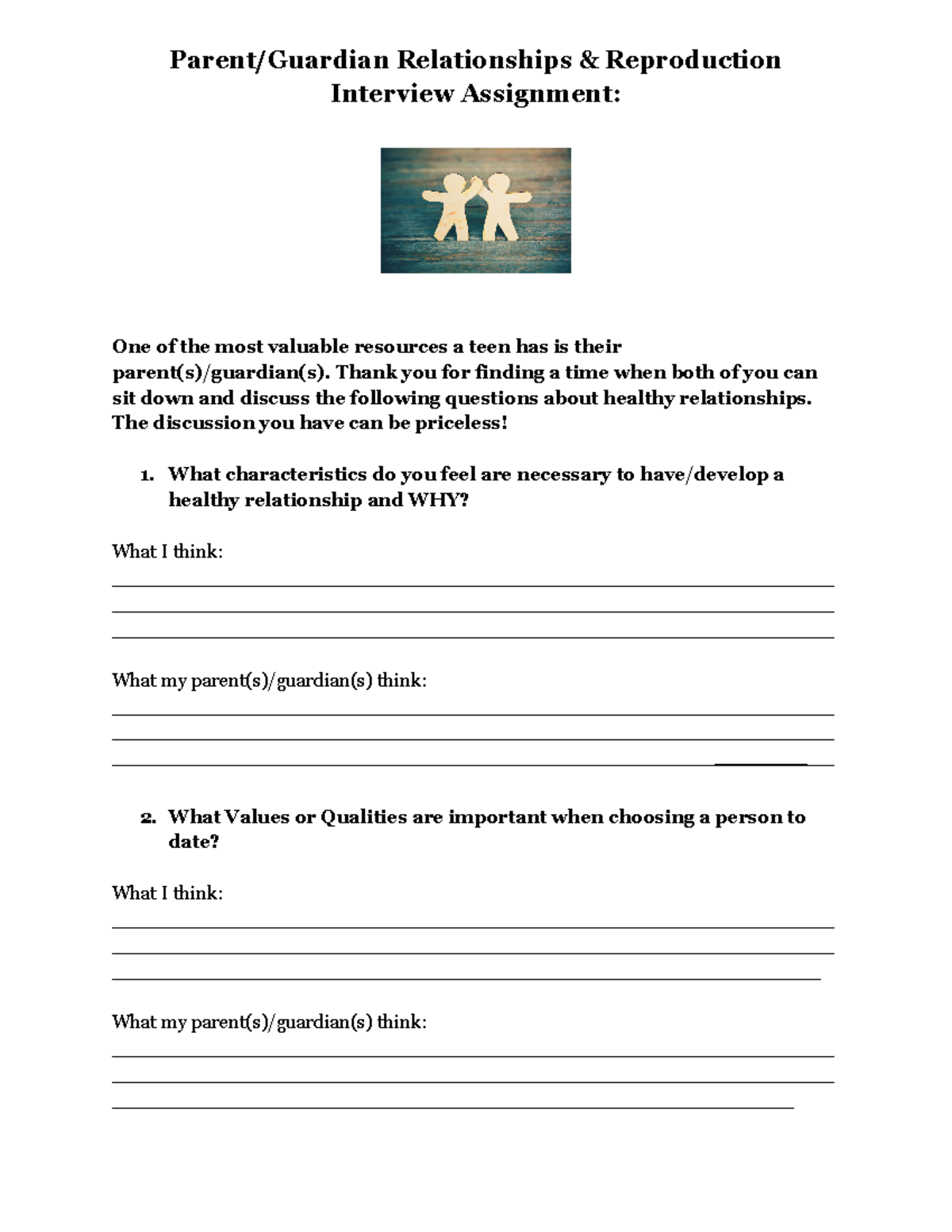 Copy of Relationships & Reproduction Parent Guardian Interview ...