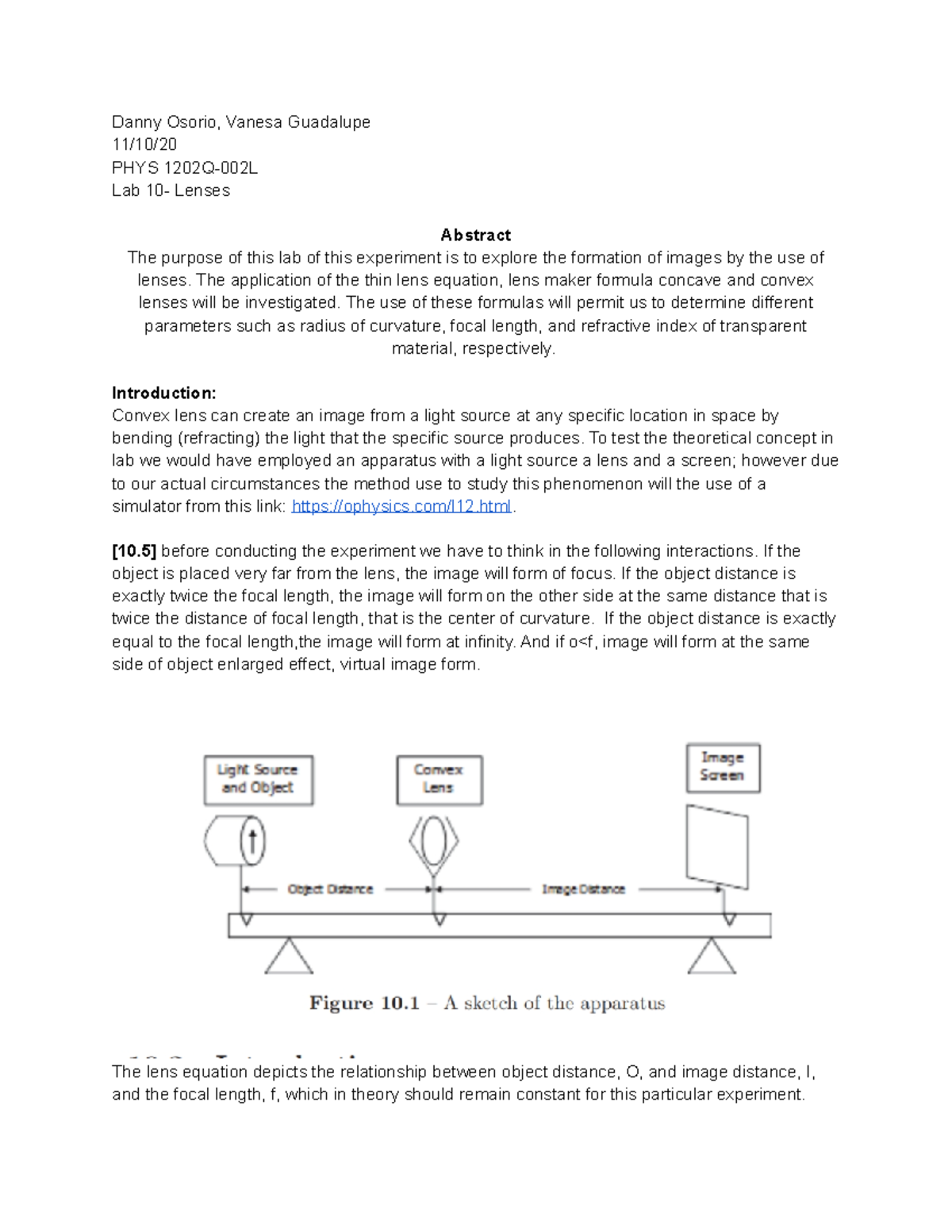 Lab 10 lenses - PHYS 1202Q - UConn - Studocu