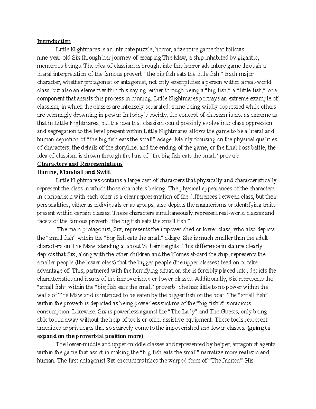 Rough draft v. 1 ad comp - Introduction Little Nightmares is an ...