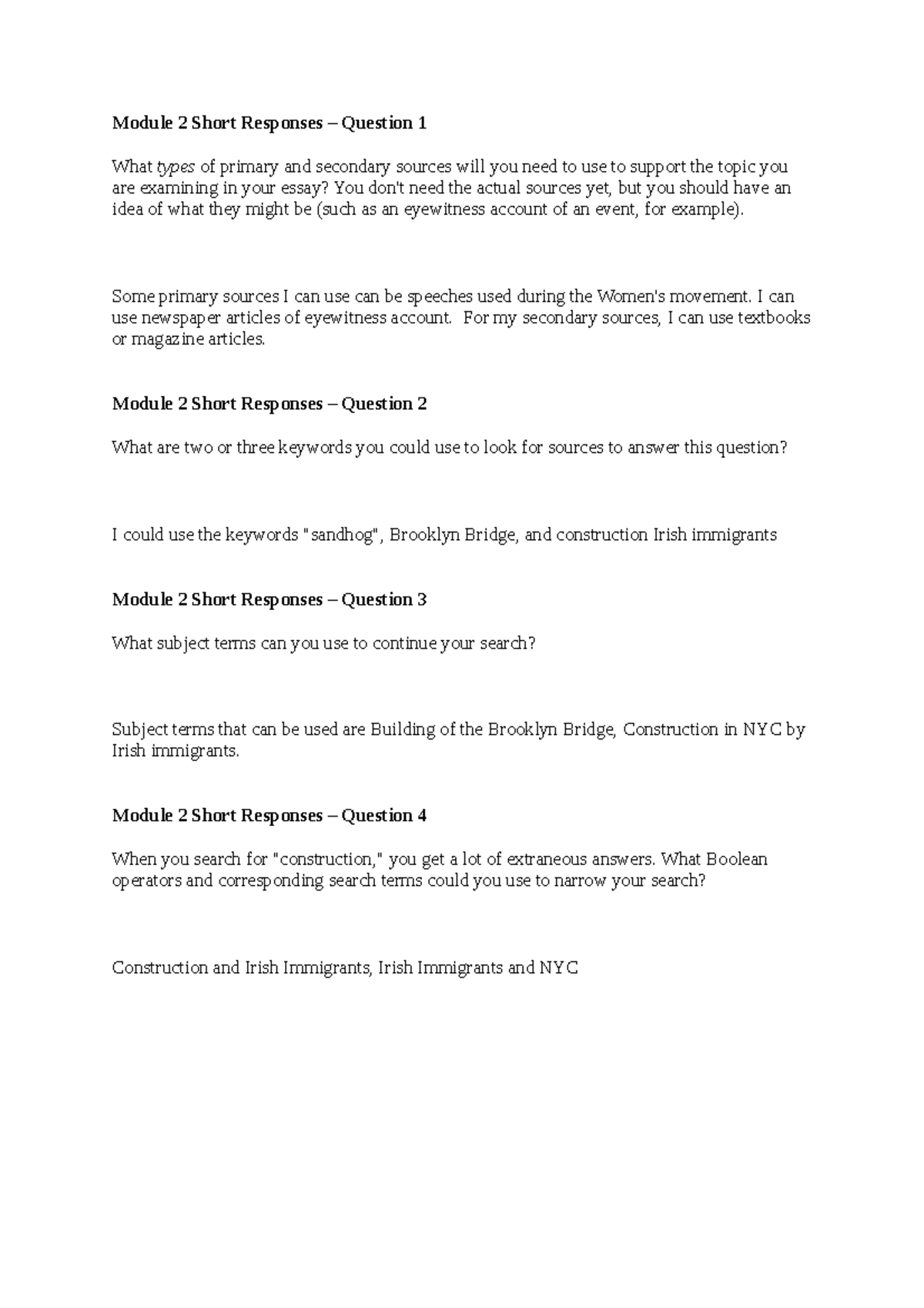 short answers 2-2 - Module 2 Short Responses – Question 1 What types of ...
