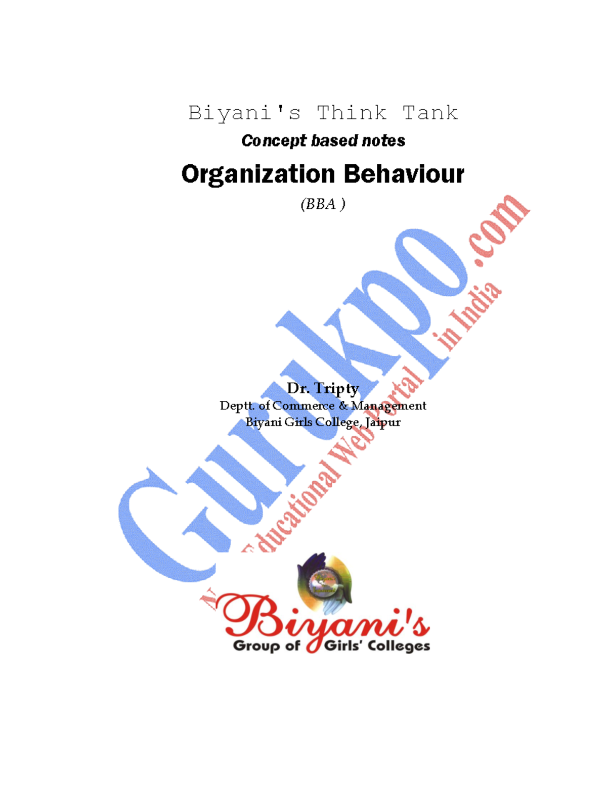 OB-1 - notes - Biyani's Think Tank Concept based notes Organization ...