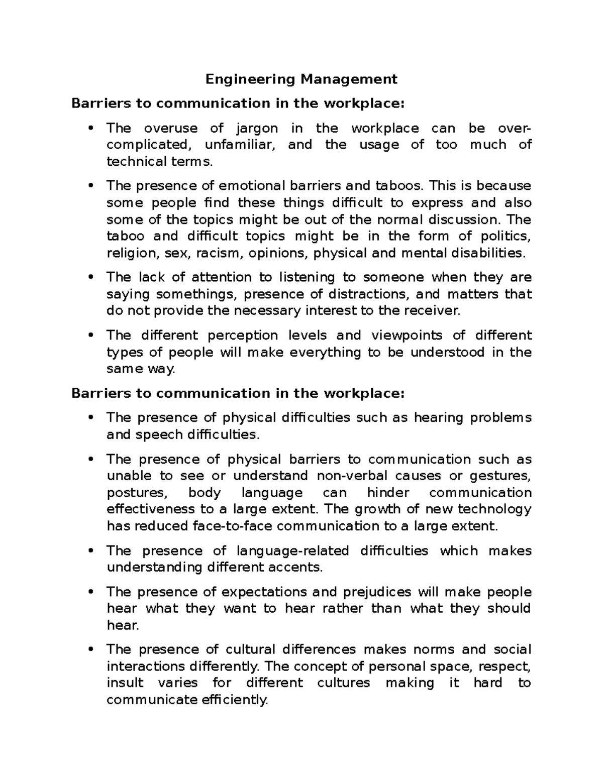 Engineering Management - Engineering Management Barriers to ...
