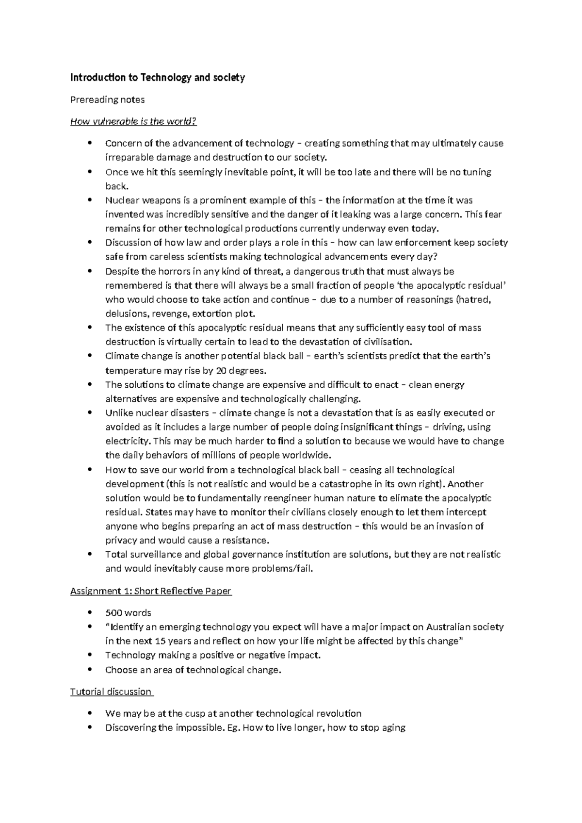 Week 1 - Introduction to Tech and Society - Introduction to Technology ...