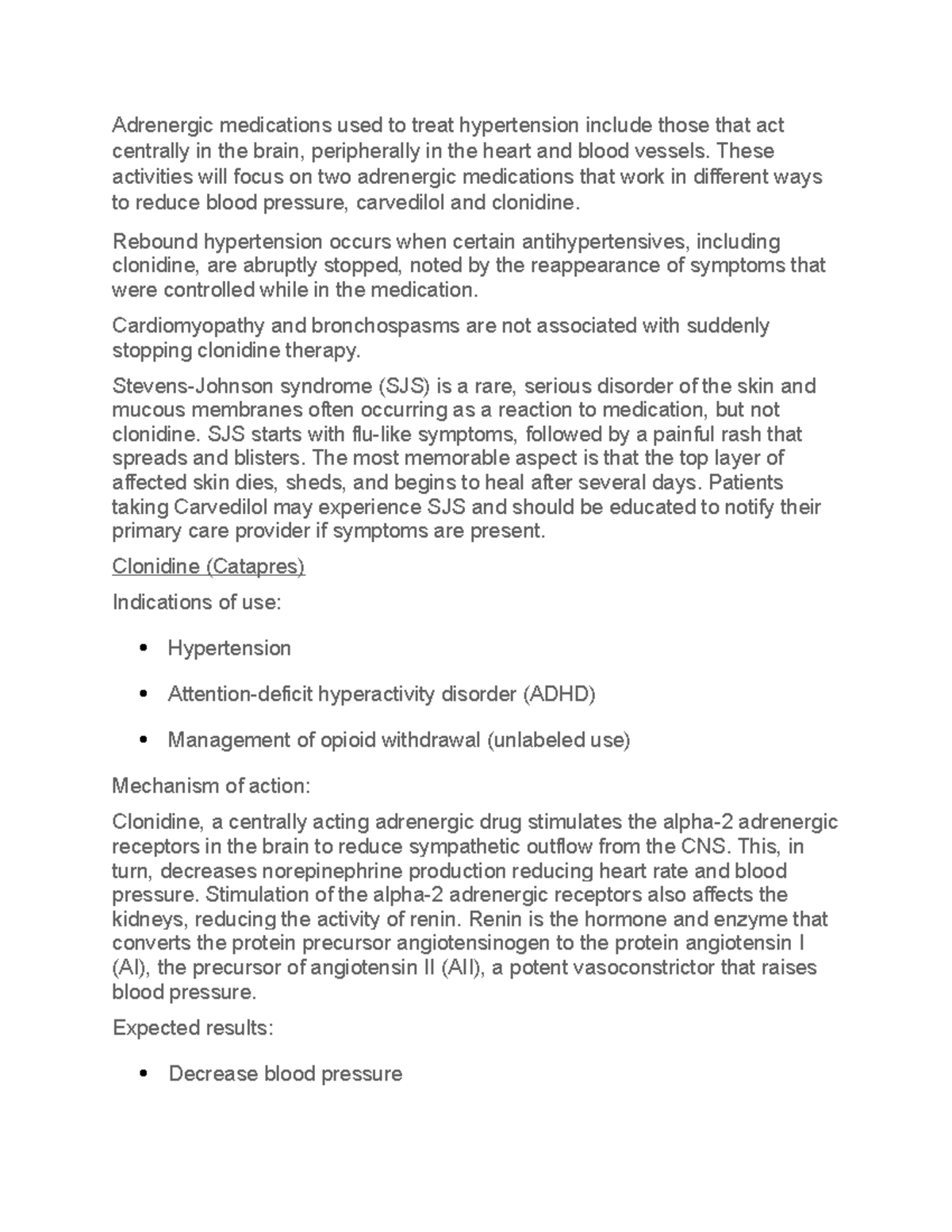 Adrenergics (carvedilol-clonidine-doxazosin) - Adrenergic medications ...