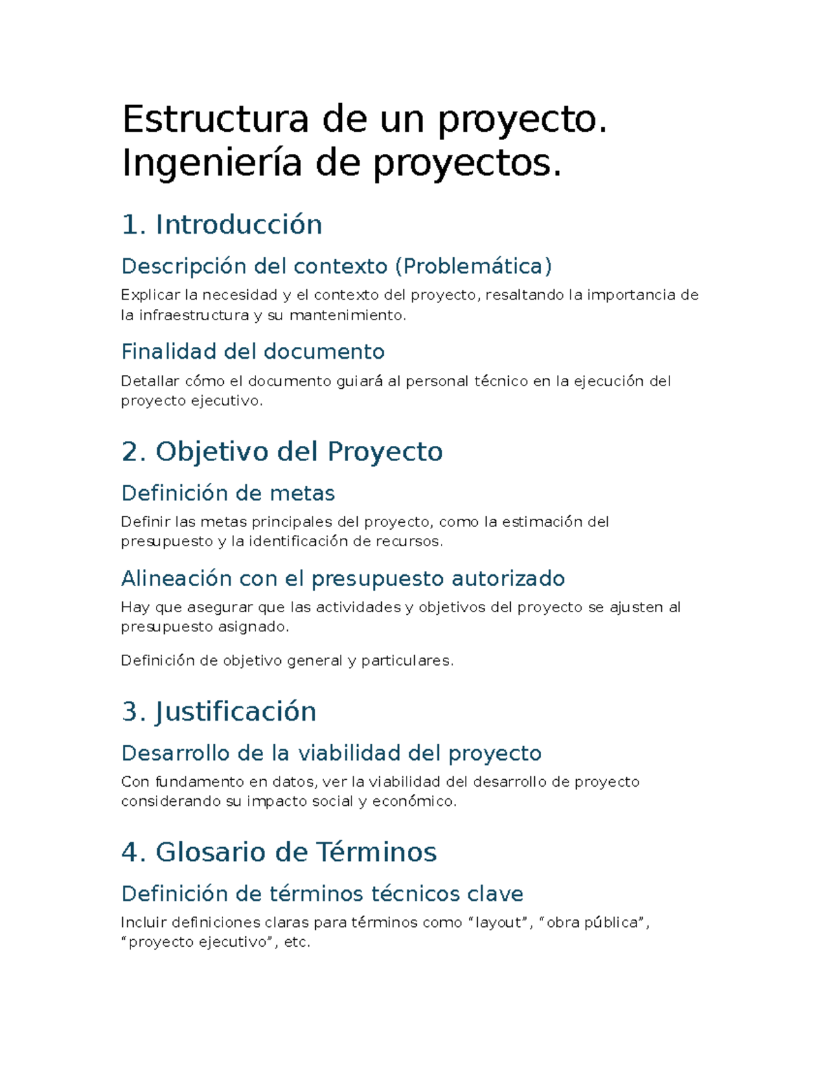 Estructura del proyecto IP 2P - Estructura de un proyecto. Ingeniería de proyectos. 1 ...