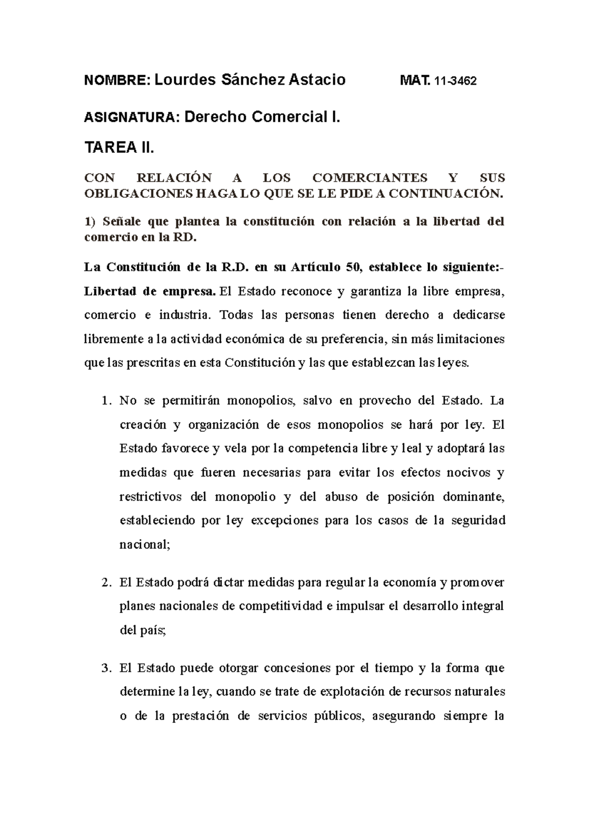 Tarea 2 Derecho Comercial - NOMBRE: Lourdes Sánchez Astacio MAT. 11 ...