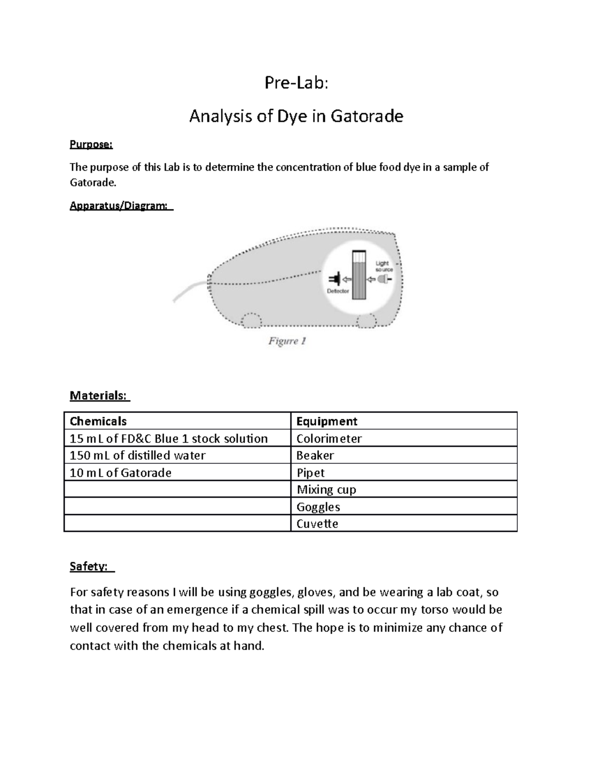 Determination of the Molar Volume of Gas - Pre Lab - Pre-Lab: Analysis ...