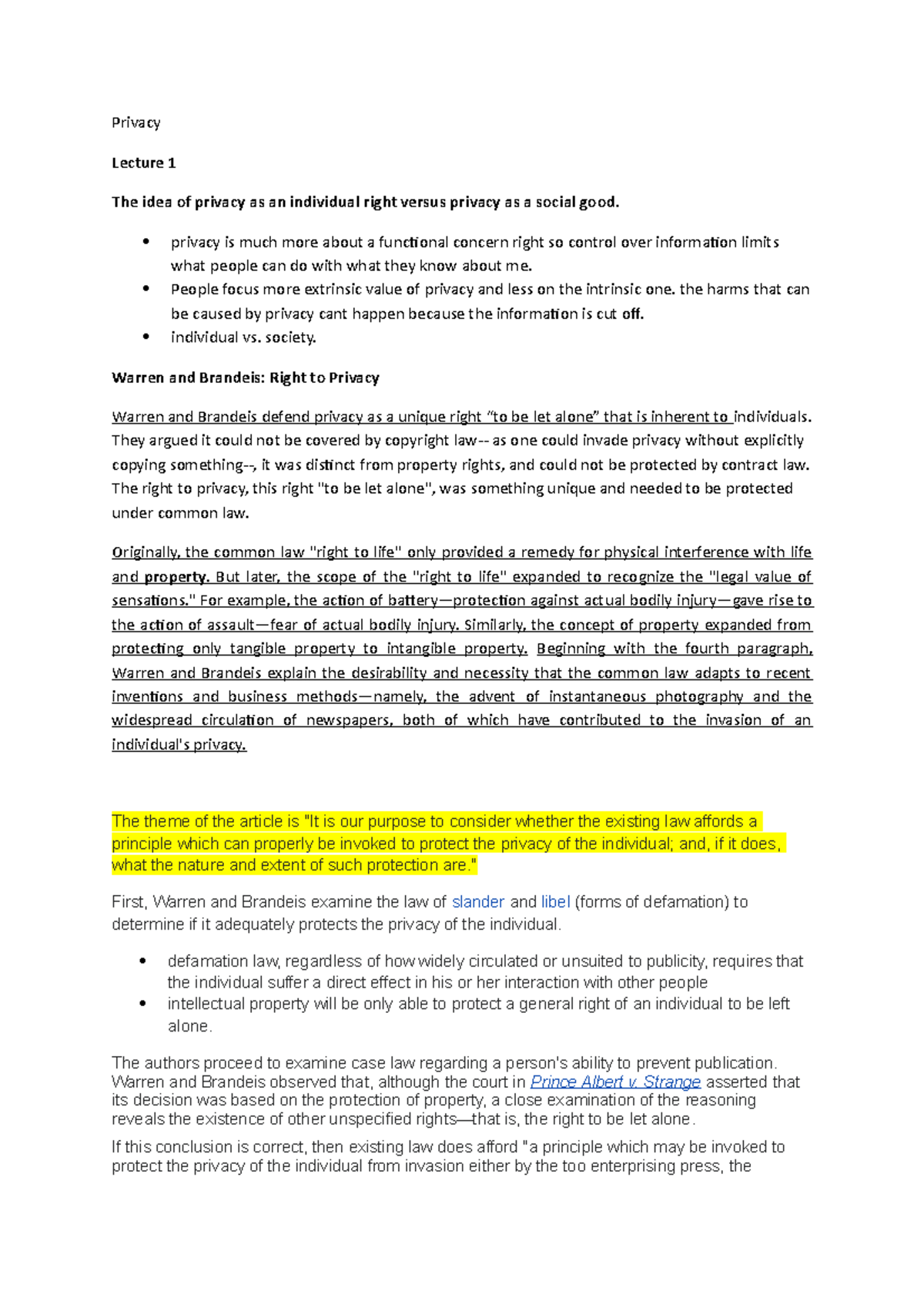 Privacy- outline - about data mapping - Privacy Lecture 1 The idea of ...