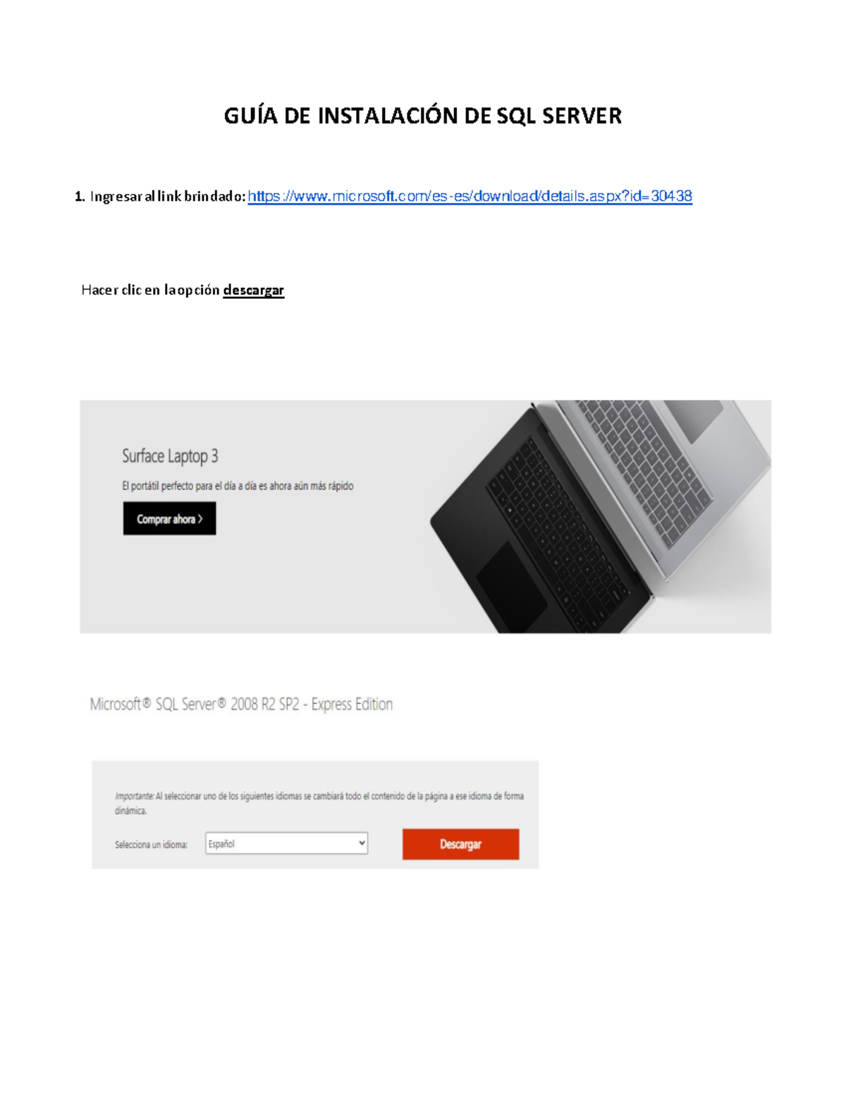 Guía de instalación - SQL Server - GUÕA DE INSTALACI”N DE SQL SERVER ...