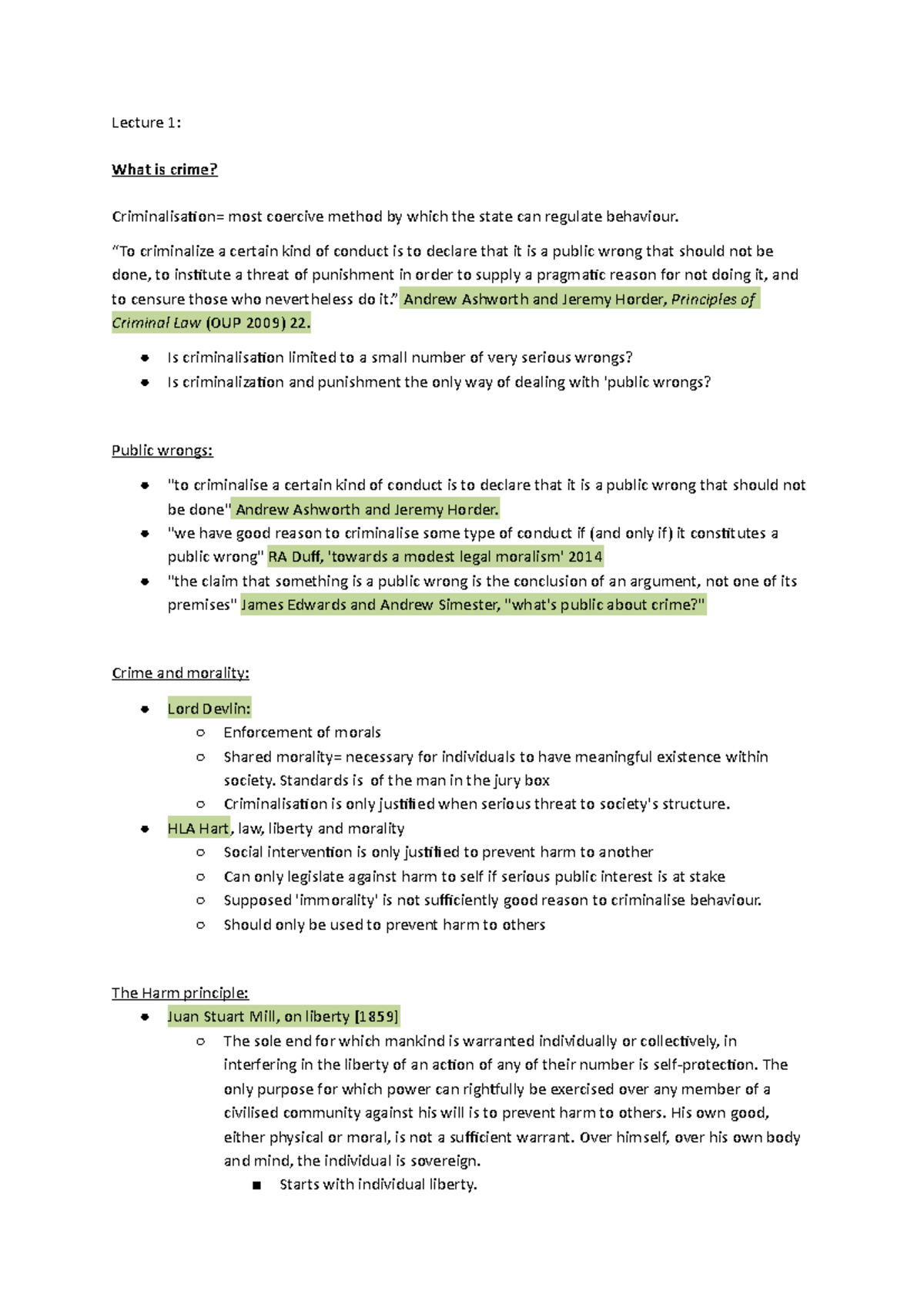 The role of criminal law - Lecture 1: What is crime? Criminalisation ...