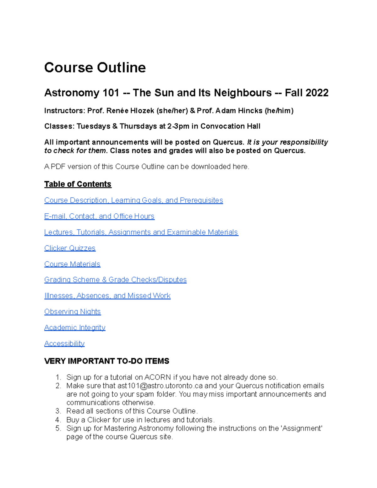 Course Outline - Course Outline Astronomy 101 - The Sun and Its ...