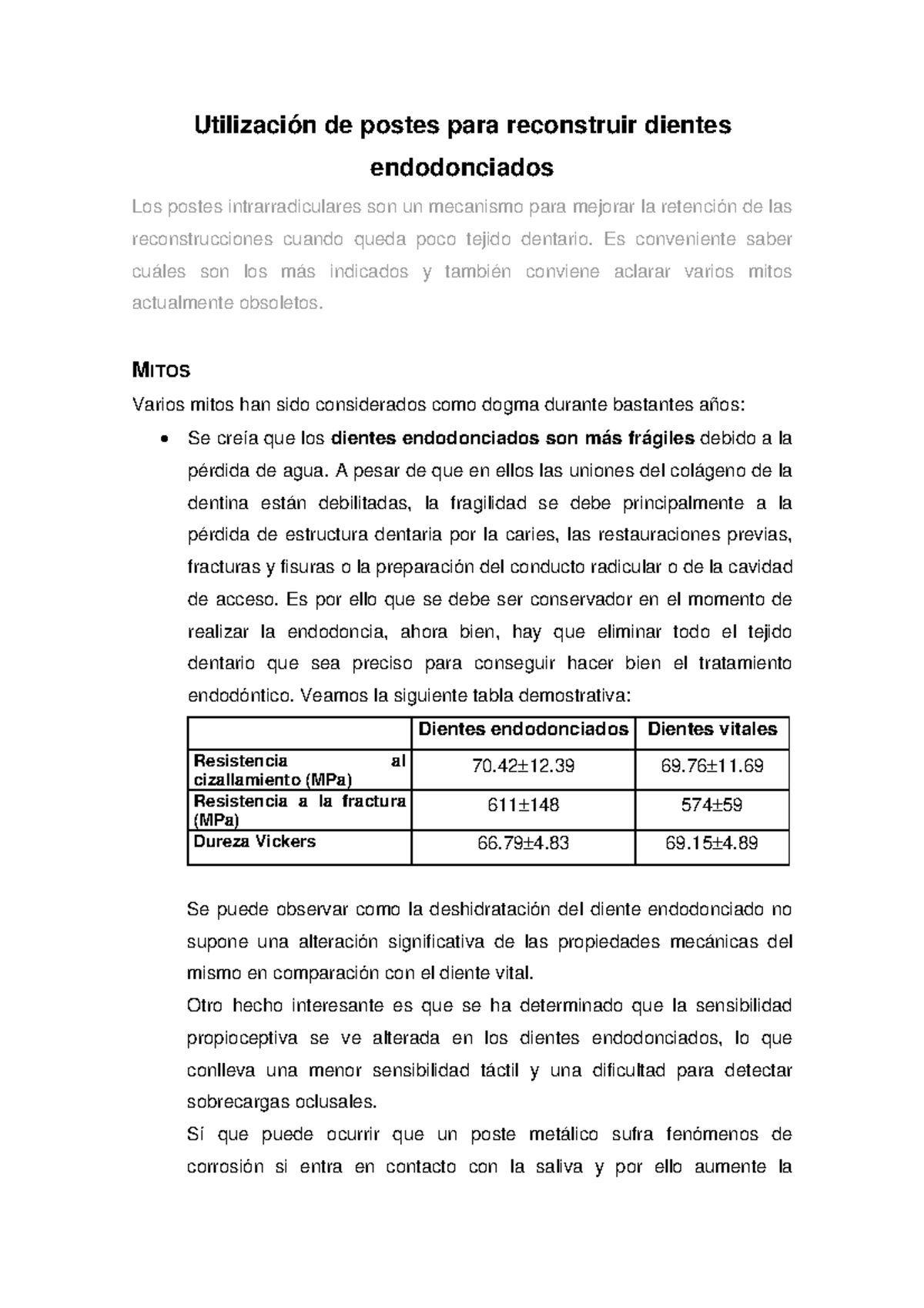 Postes - Utilización de postes para reconstruir dientes endodonciados ...