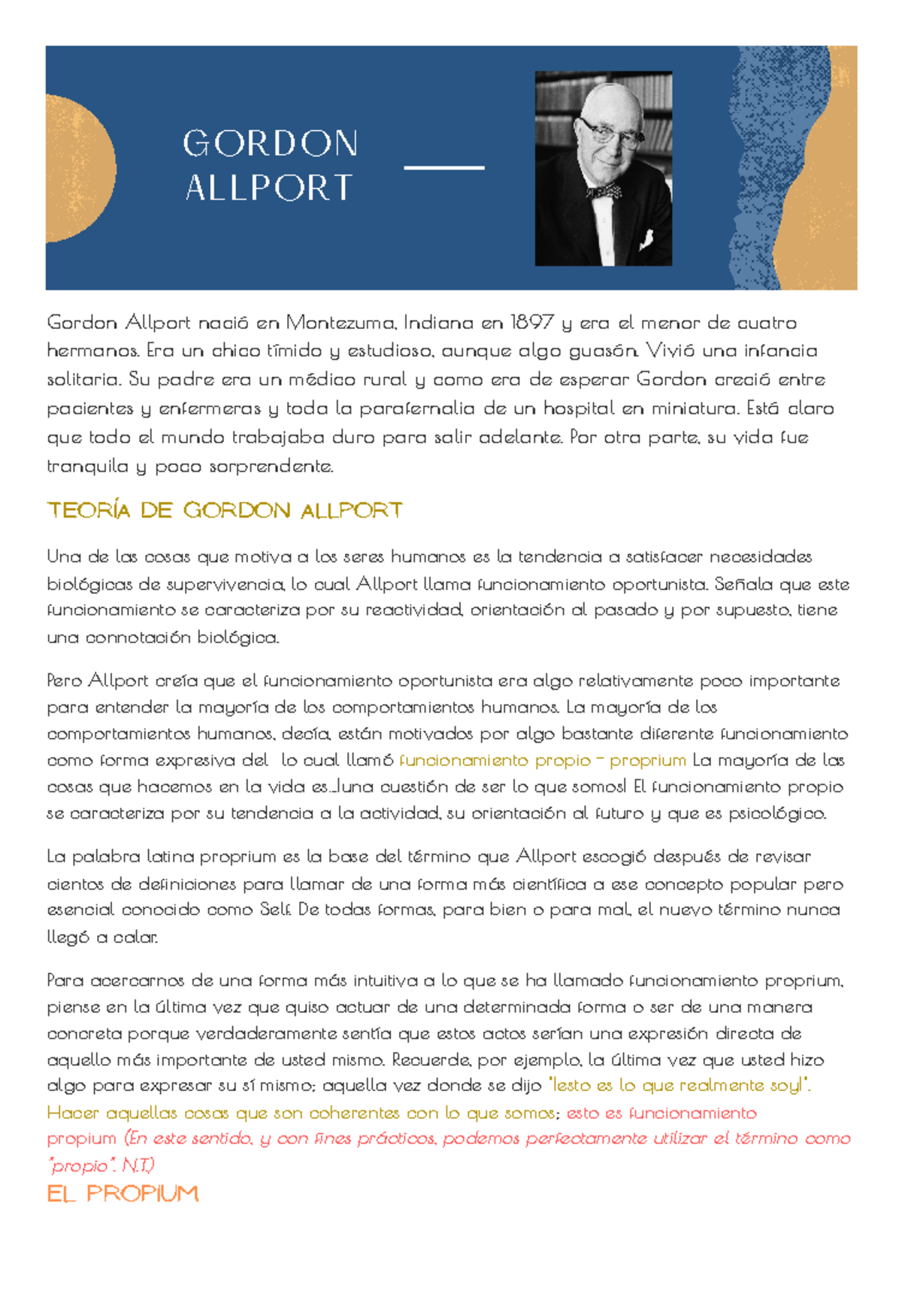 D.L - un repaso de temas - Gordon Allport nació en Montezuma, Indiana ...