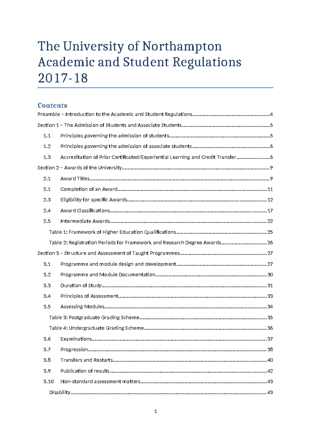 Academic and Student Regulations 2017-18 - The University of ...