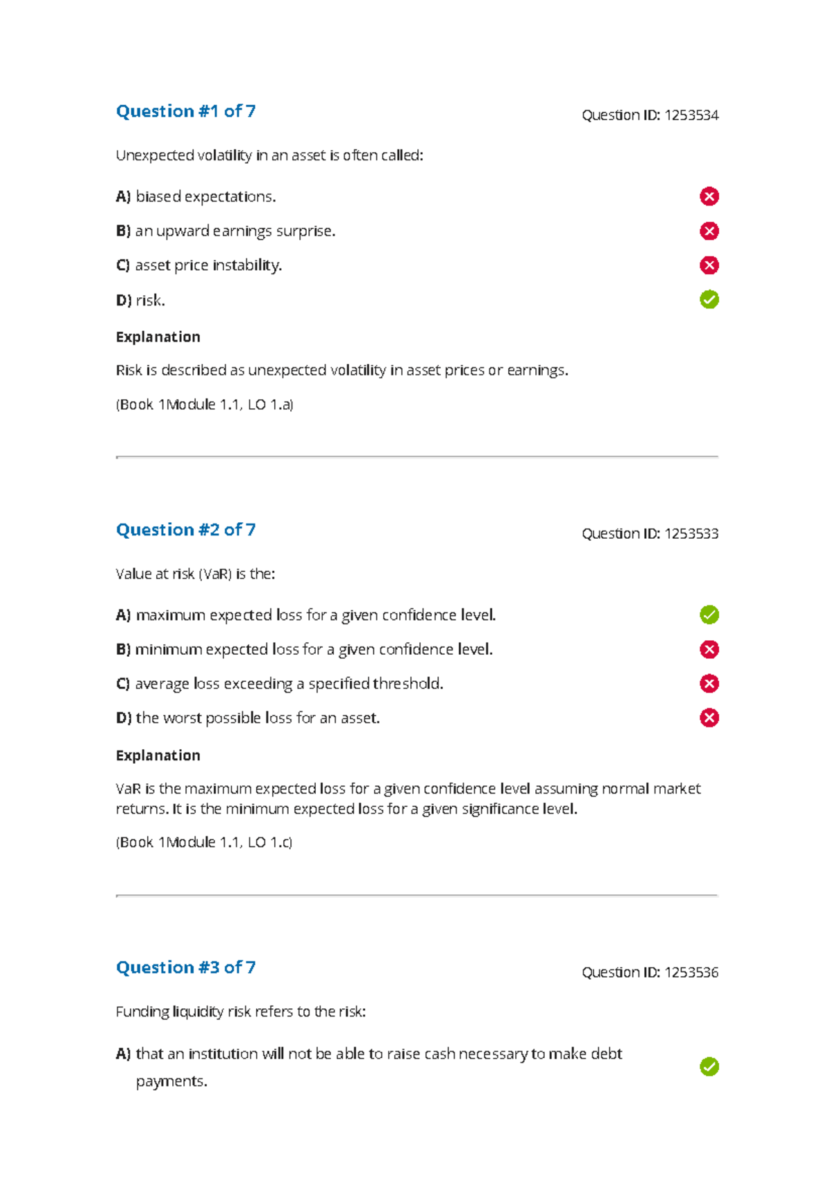 Reading 1 The Building Blocks of Risk Management - Answers - Question ...