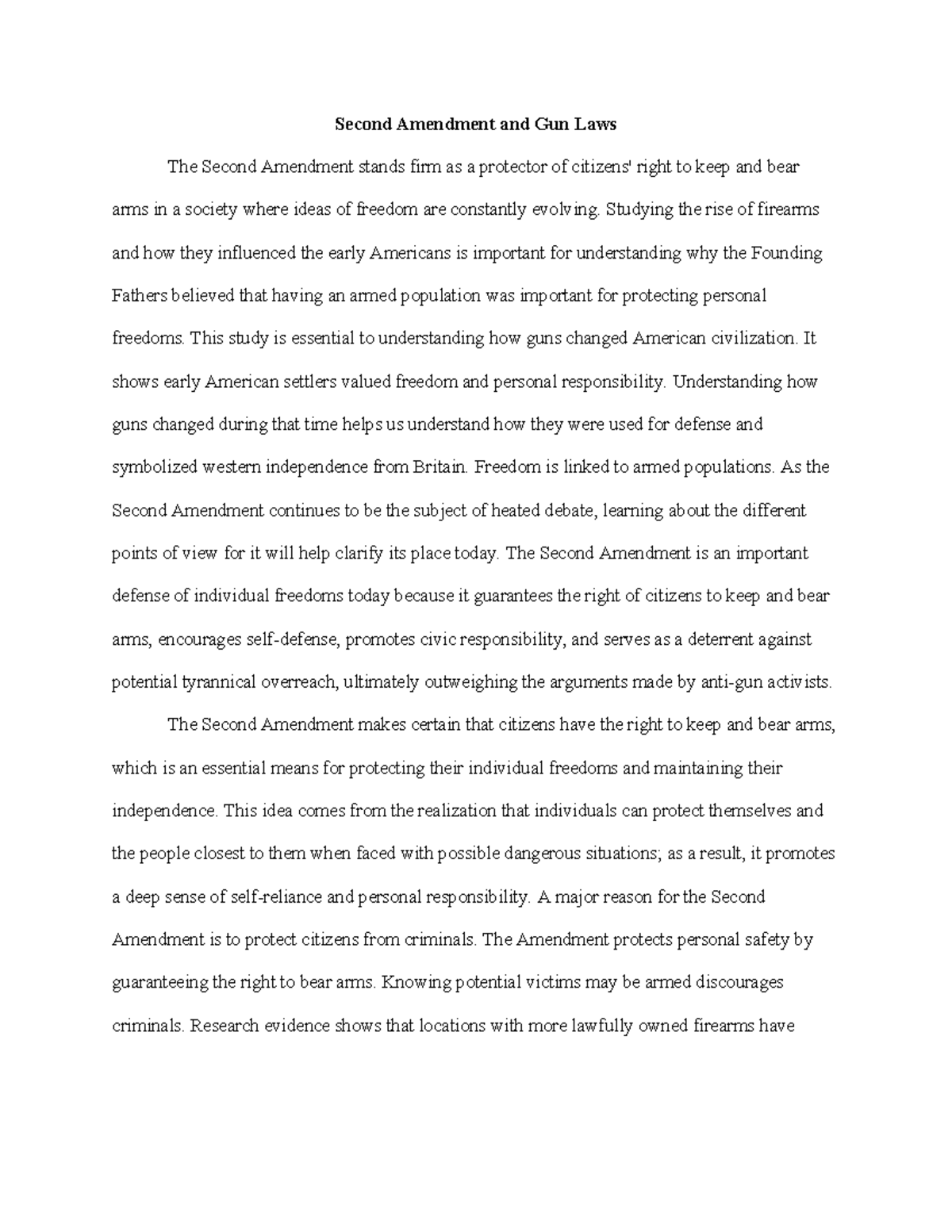 Argumentative Paper- Introduction and First Body Paragraph - Second ...