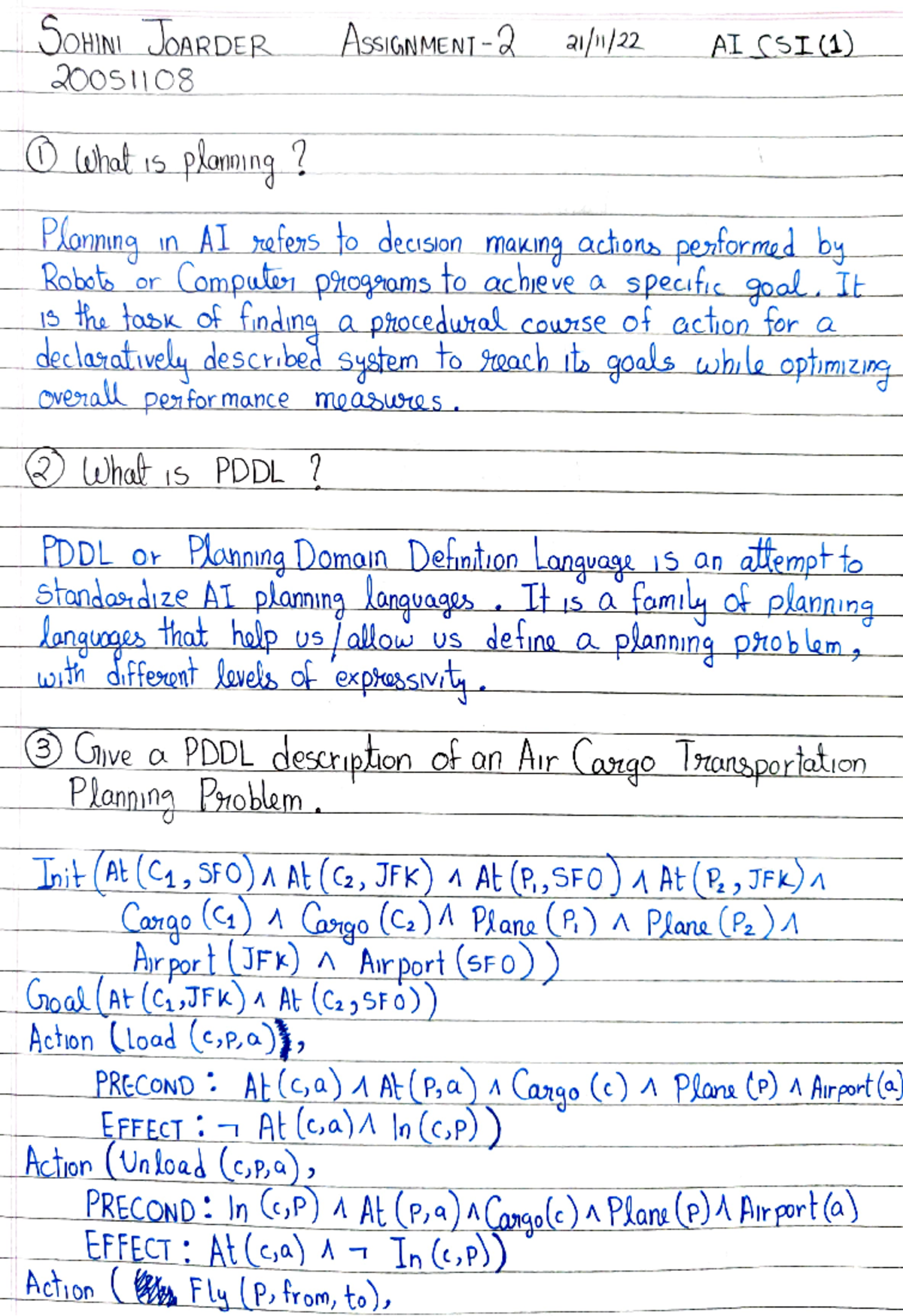 DOC-20221121-WA0025 - AI assignment on PDDL and logic - DOHIN JOARDER AssIGNMENI- OoSIO a/22 AL ...