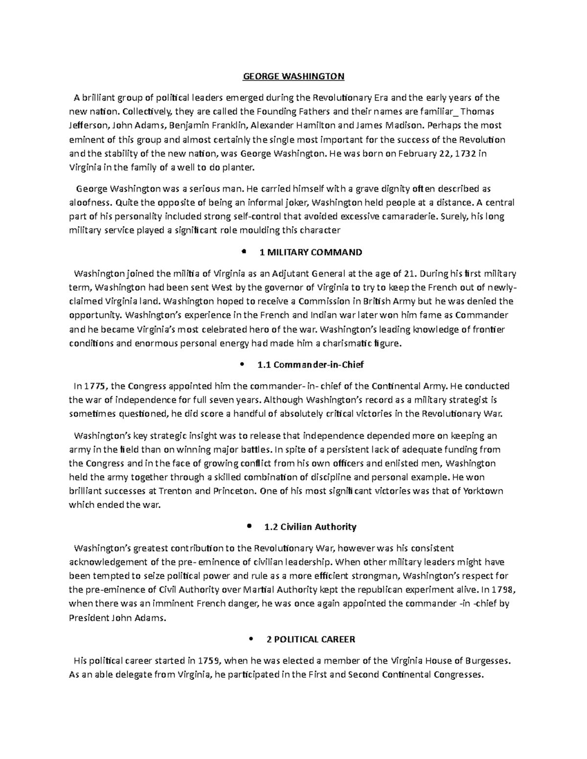 George Washington - History of USA - GEORGE WASHINGTON A brilliant ...