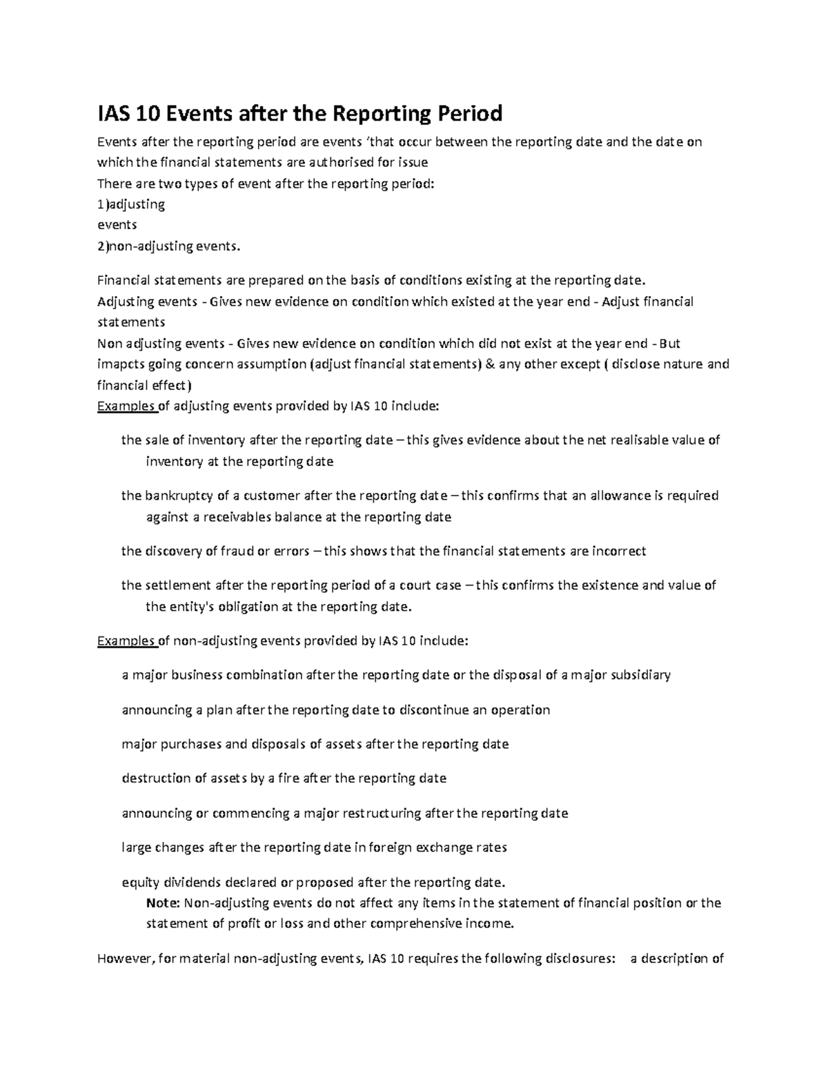 Events after rep period and provisions and contingencies - IAS 10 ...